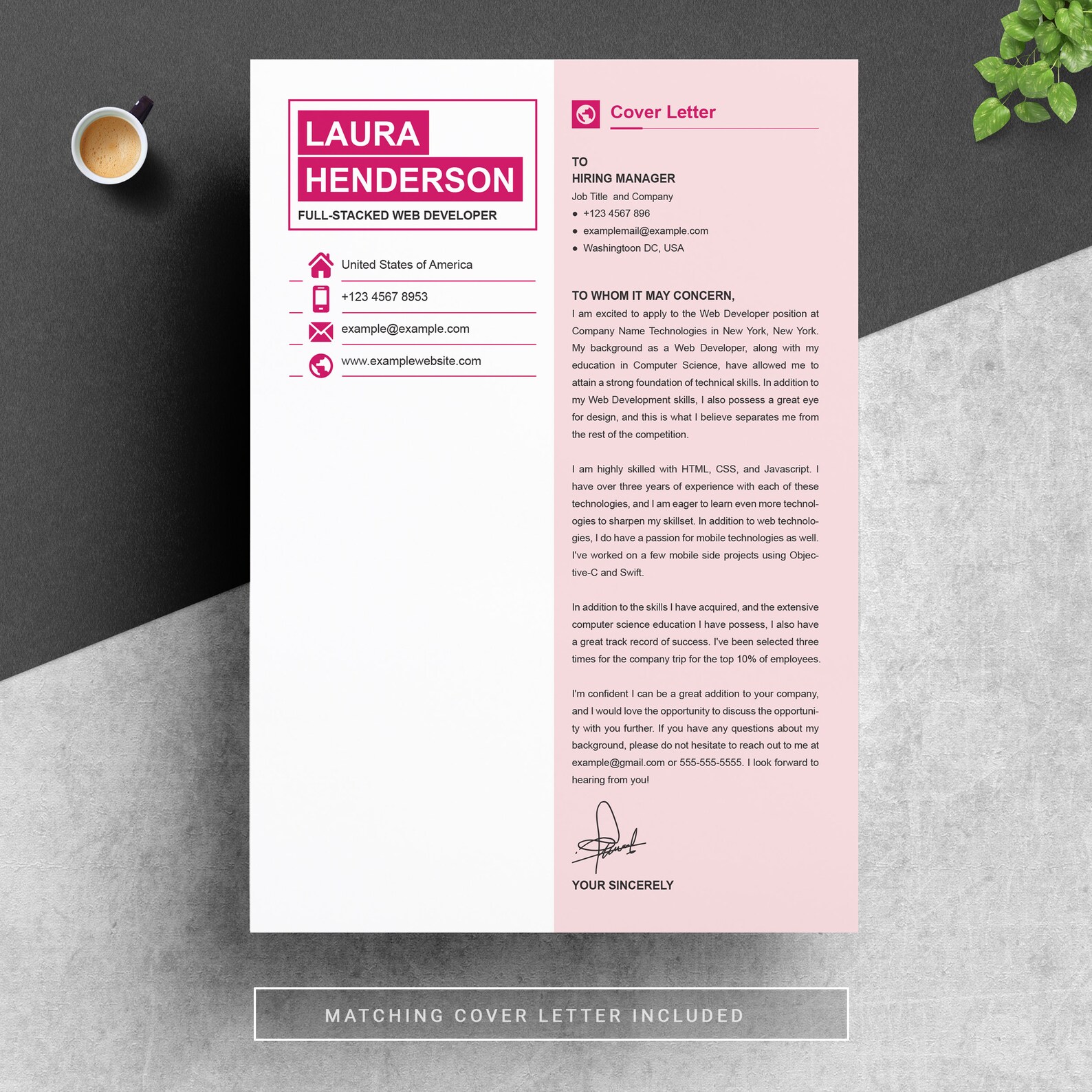 Job Application Example With Sample Cover Letter Resume Template Design ...