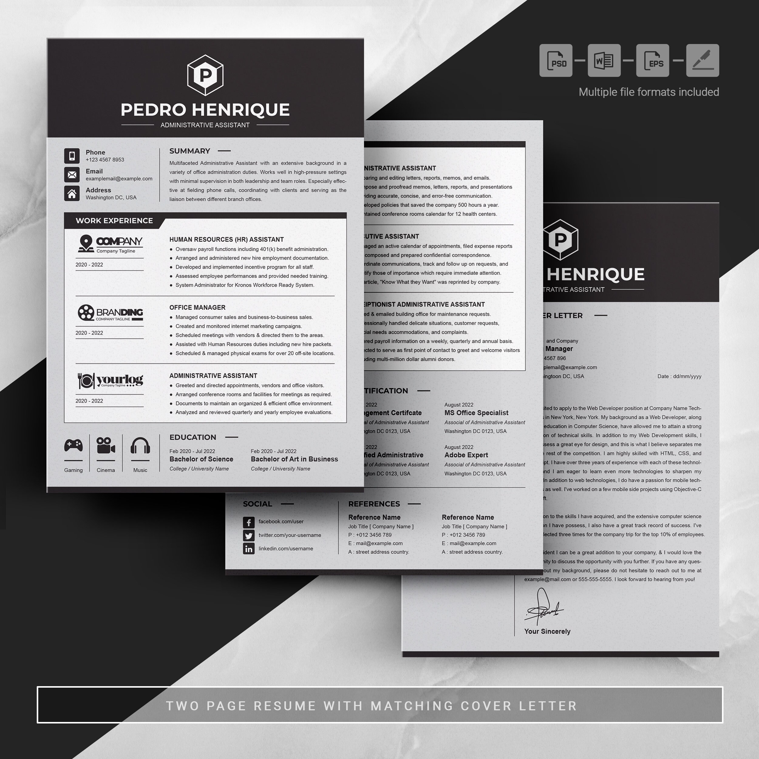 Modern & Creative Resume Template Editable CV Design With Cover Letter ...