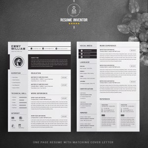 Resume / CV Template - Etsy