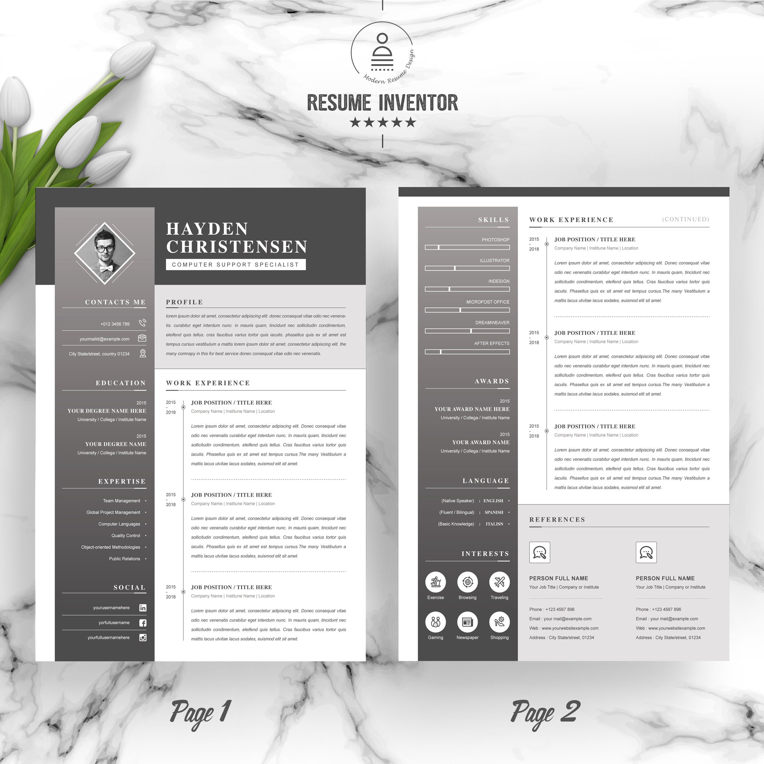 Professional Resume Template Clean & Modern Resume Template - Etsy