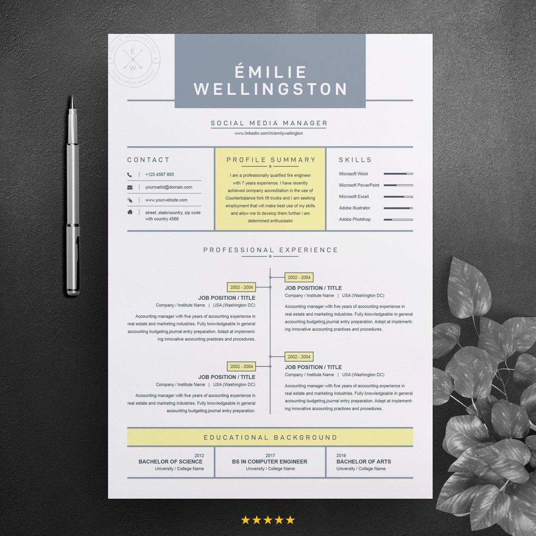 Creative Professional Resume / CV MS Word | Apple Pages Design Template ...