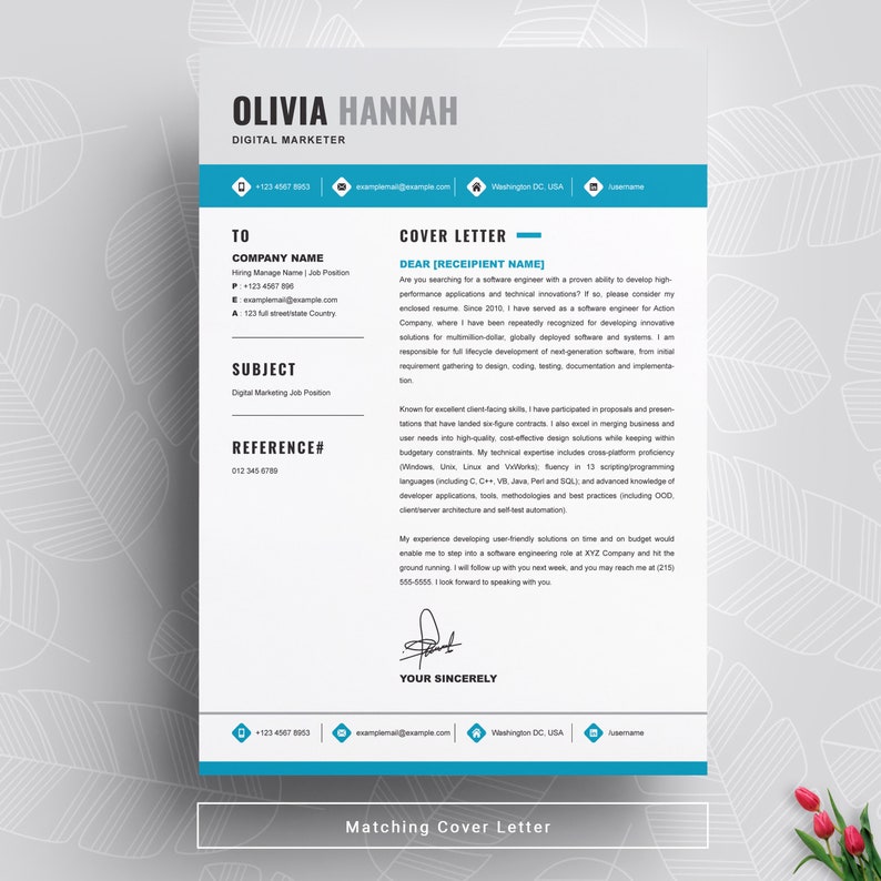 Resume Template, Professional Modern Resume Template for Pages, Word ...
