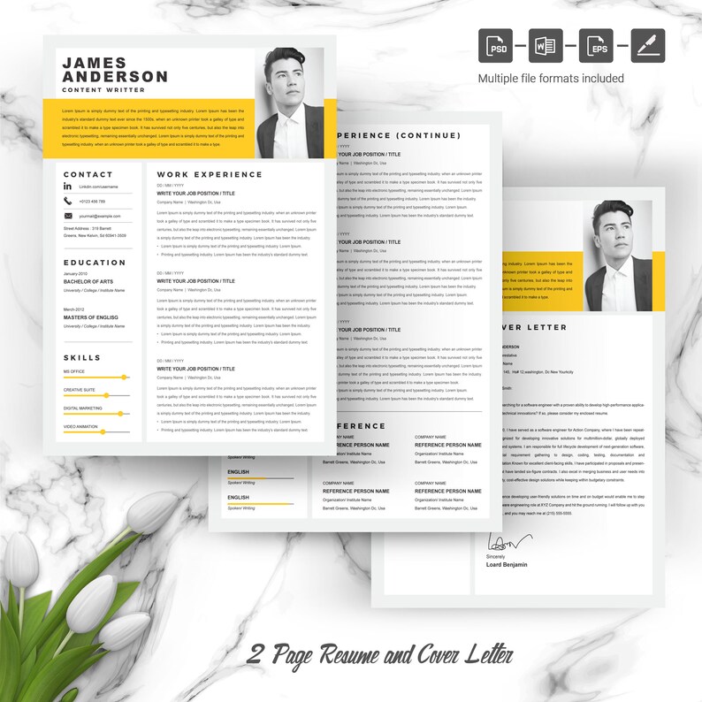Creative Resume Modern Resume Template Cover Letter, Word, Mac,a4, CV ...