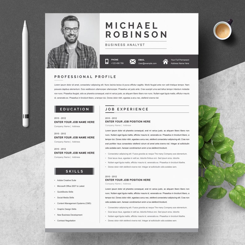 Professional Resume Template MS Word CV Design 2 Pages Best Curriculum ...