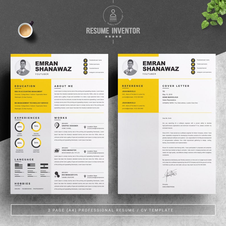 Word Resume / 2 Page CV Template (Download Now) - Etsy