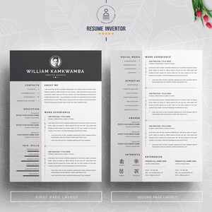 Professional Resume Template Word | 2 Page Resume Simple Cv Template ...