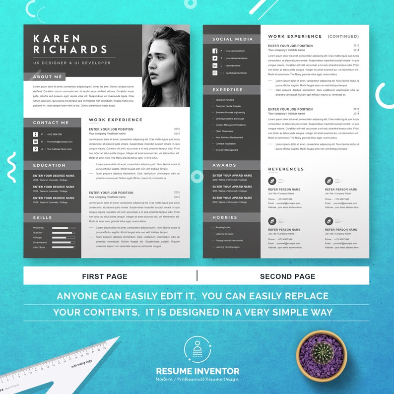 Professional Simple Resume Template Word Clean Resume Apple Pages ...