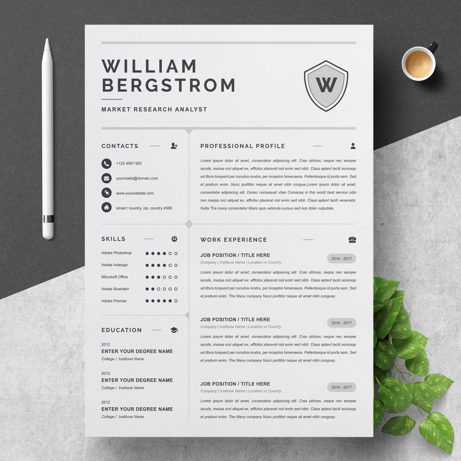 Resume Template 4 Page | CV Template - Etsy