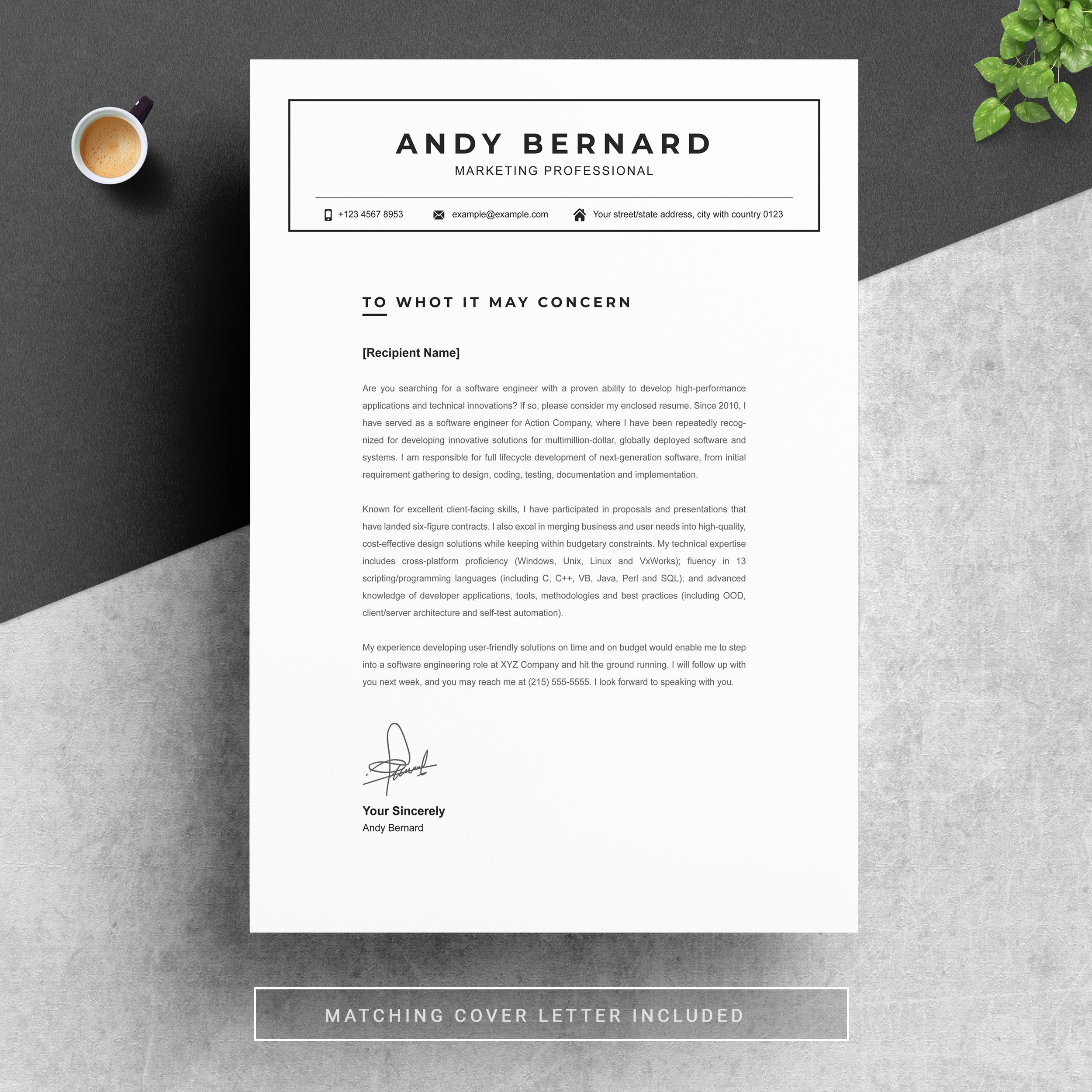 CV Resume Template With Photo, Paper Stationery, CV Template, Modern ...