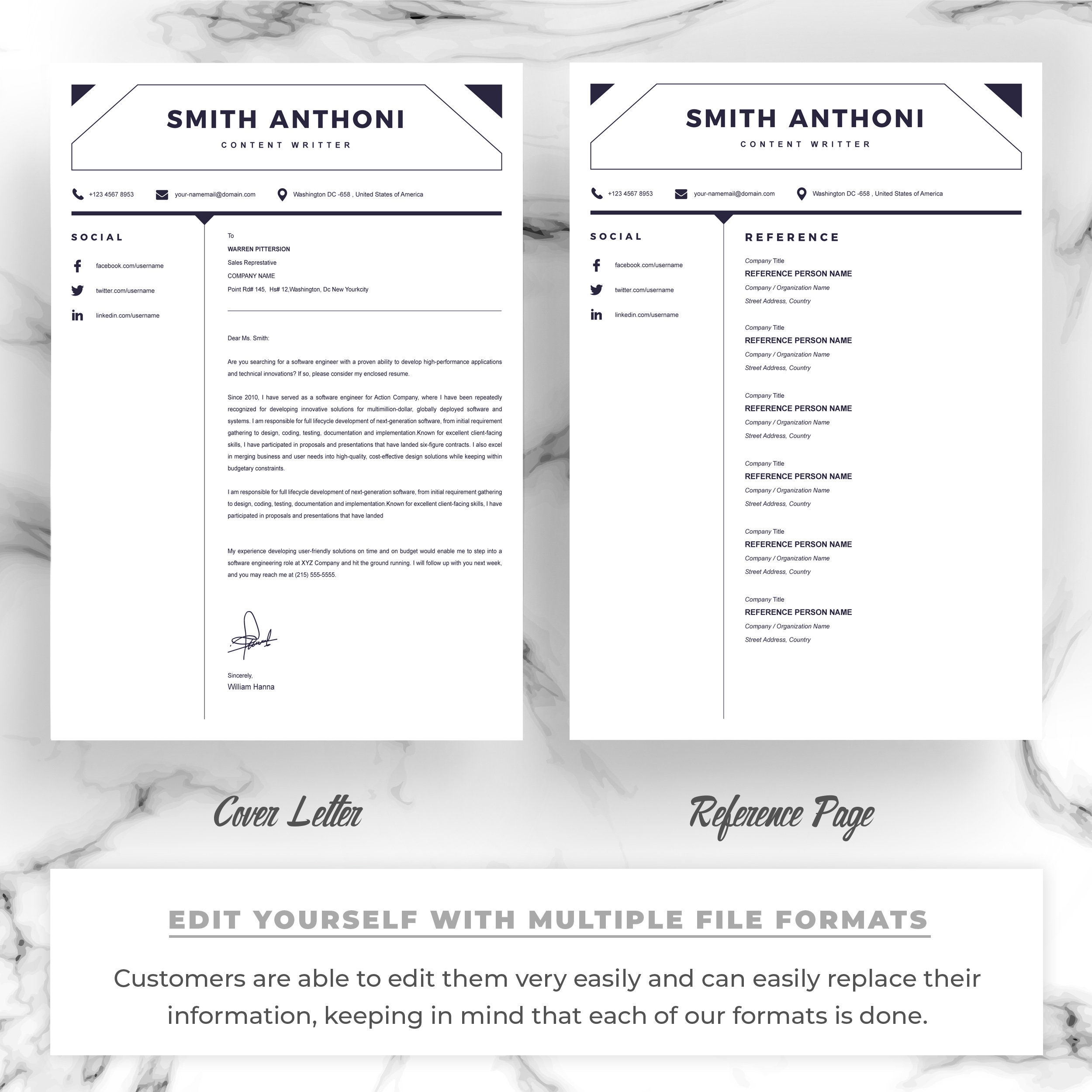 Simple Clean Resume Template for Word Modern Minimal Design - Etsy