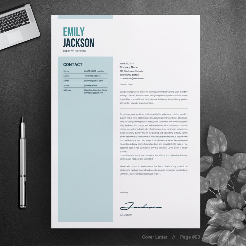 Modern Resume Template & Cover Letter for Microsoft Word 3 - Etsy