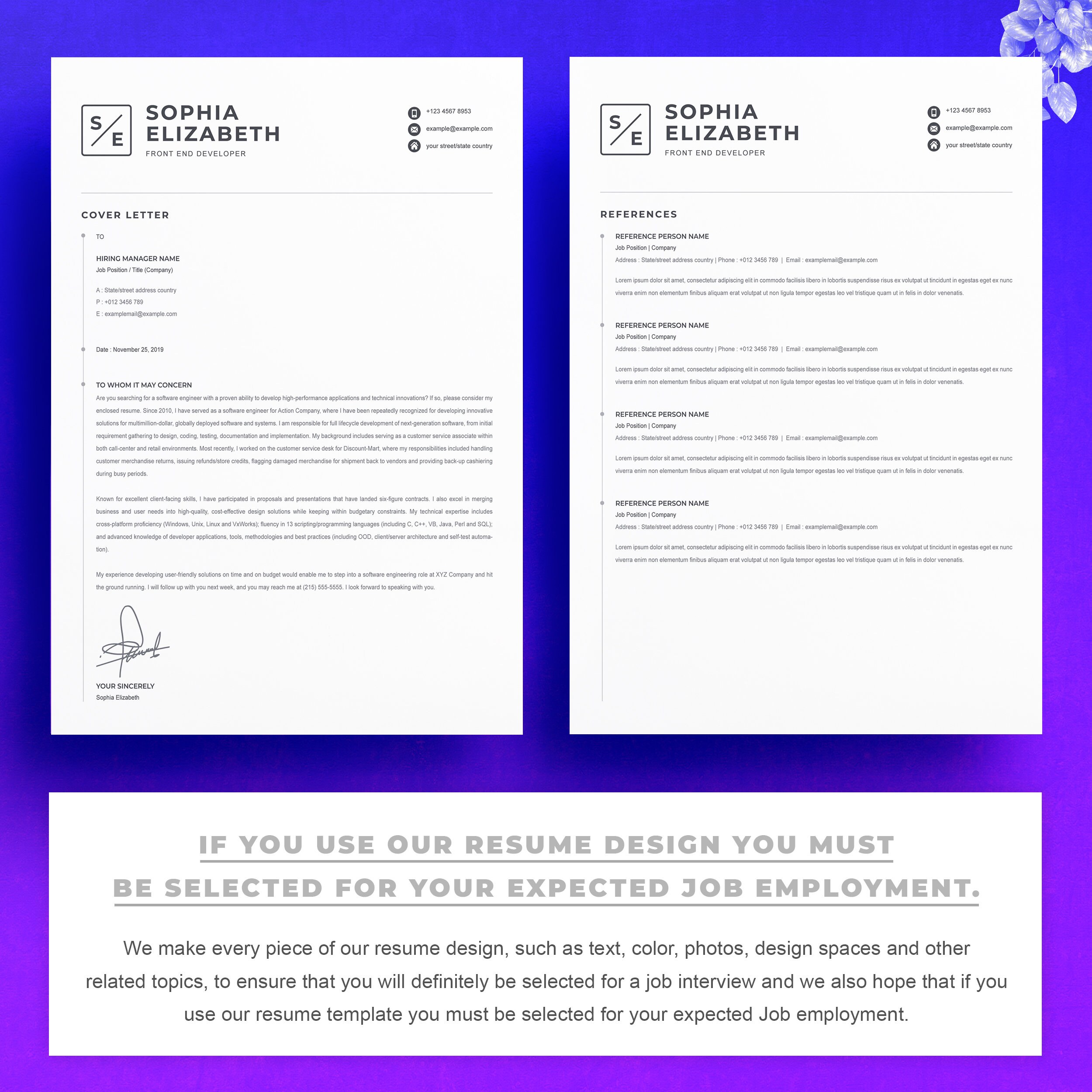 Simple & Clean Resume Template microsoft Word Apple Pages - Etsy