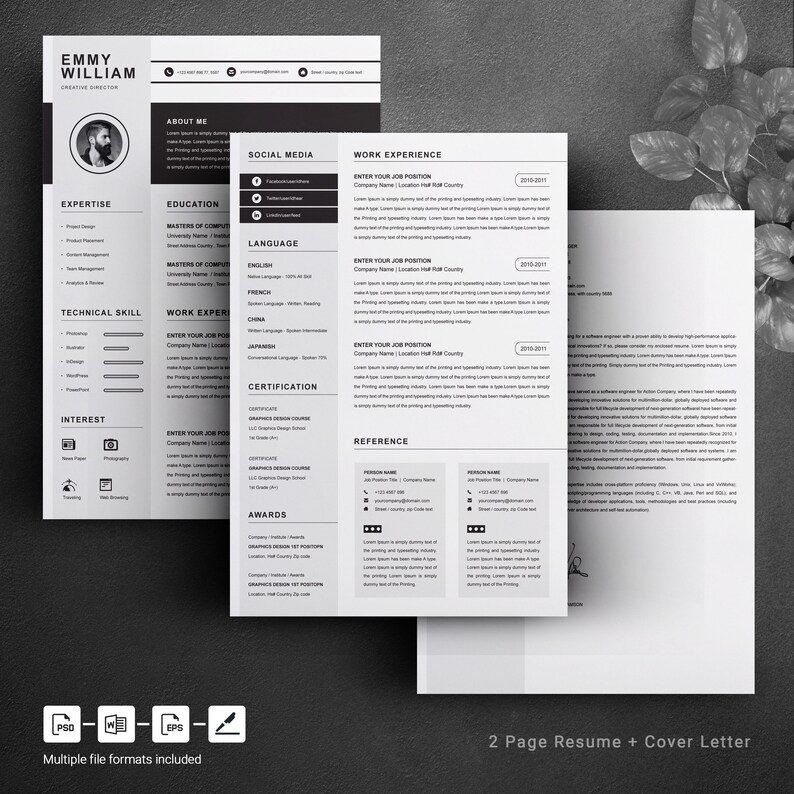 Resume / CV Template - Etsy