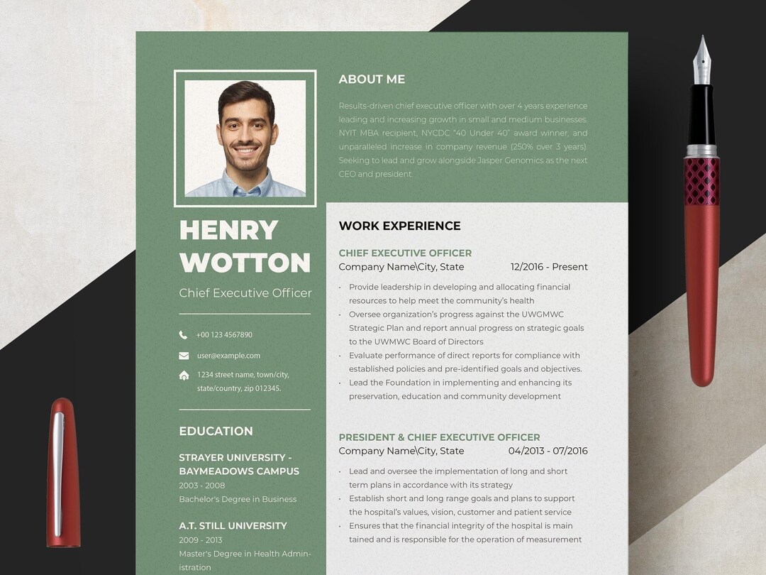 Professional Resume CV Template, Modern Job Application, Editable Cover ...