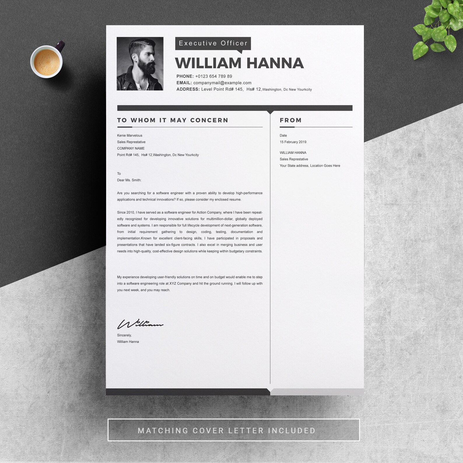 2 Page Resume Template With Cover Letter - Etsy