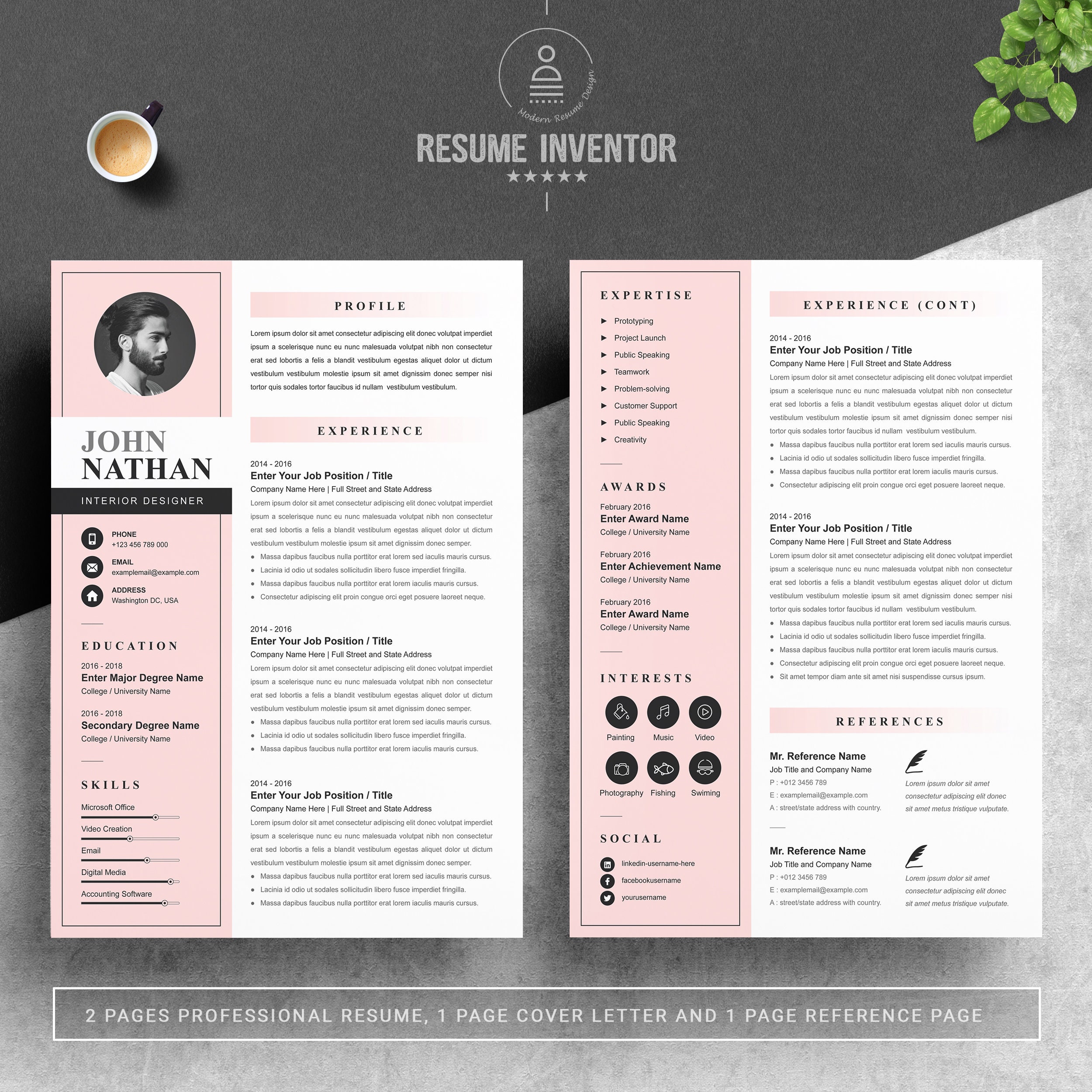 Creative and Modern Resume Template With Photo and Cover - Etsy