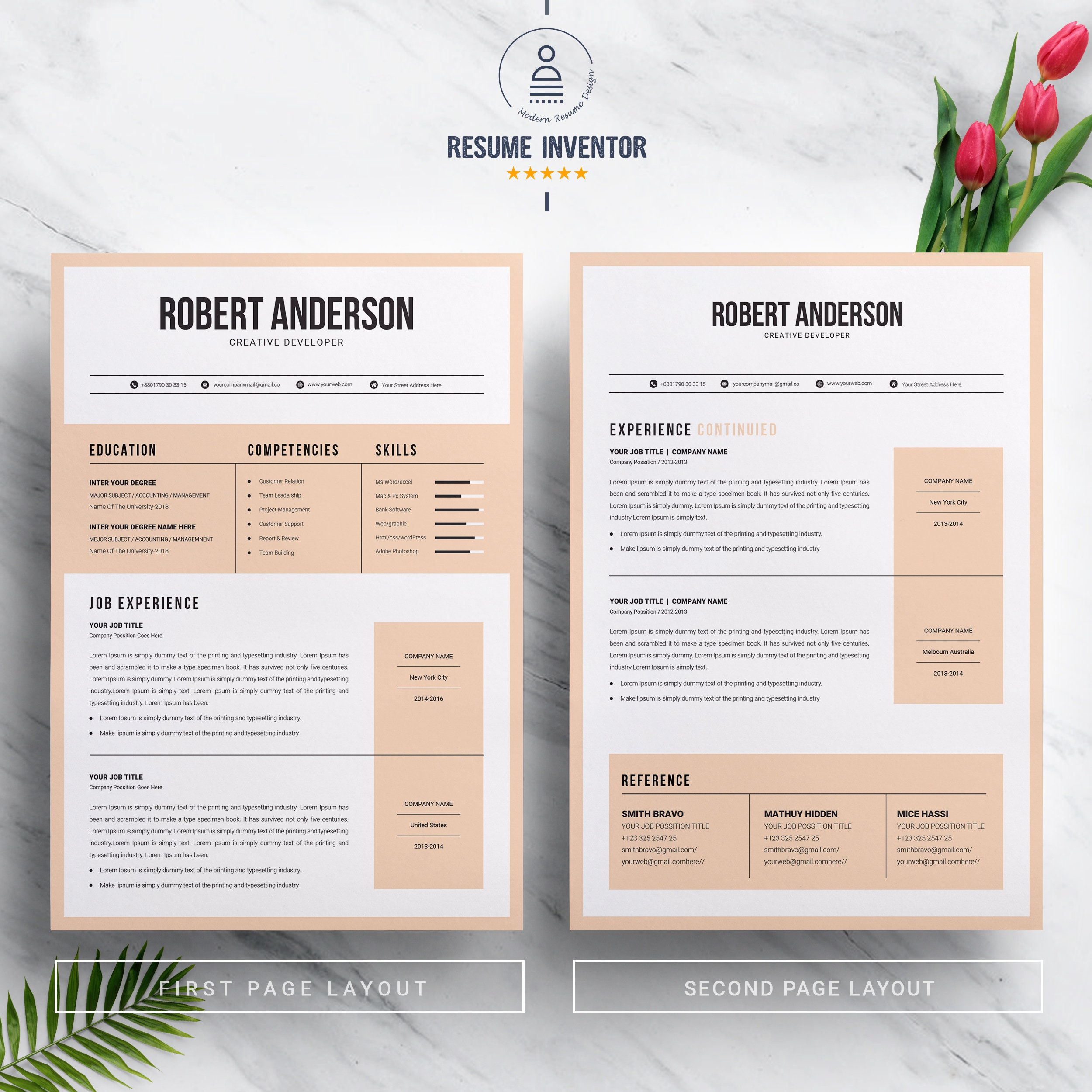 Modern Creative Resume Template for MS Word Format | CV, Minimalist CV ...