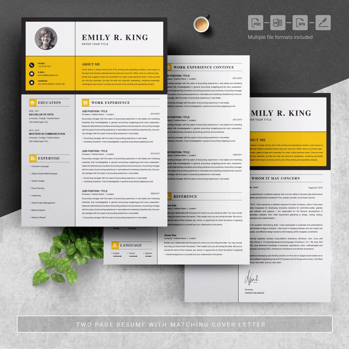 Resume Template Modern & Professional Resume Template for Word CV ...