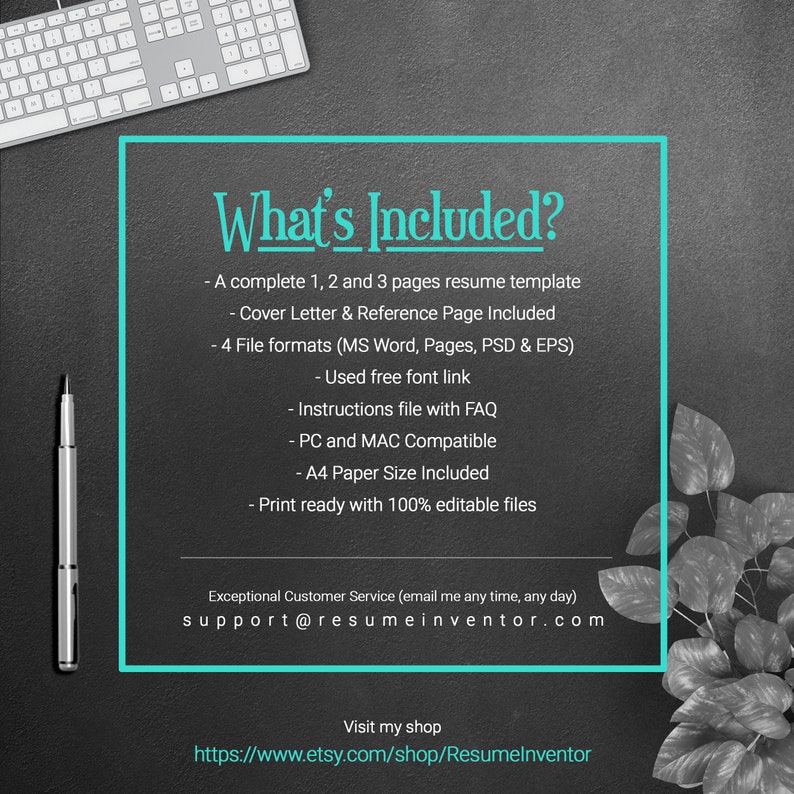 Modern Resume Template & Cover Letter for Microsoft Word 3 - Etsy