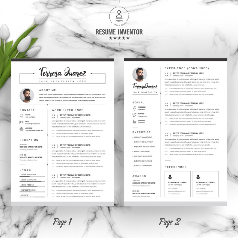 Professional Clean Resume / CV Template With MS Word - Etsy