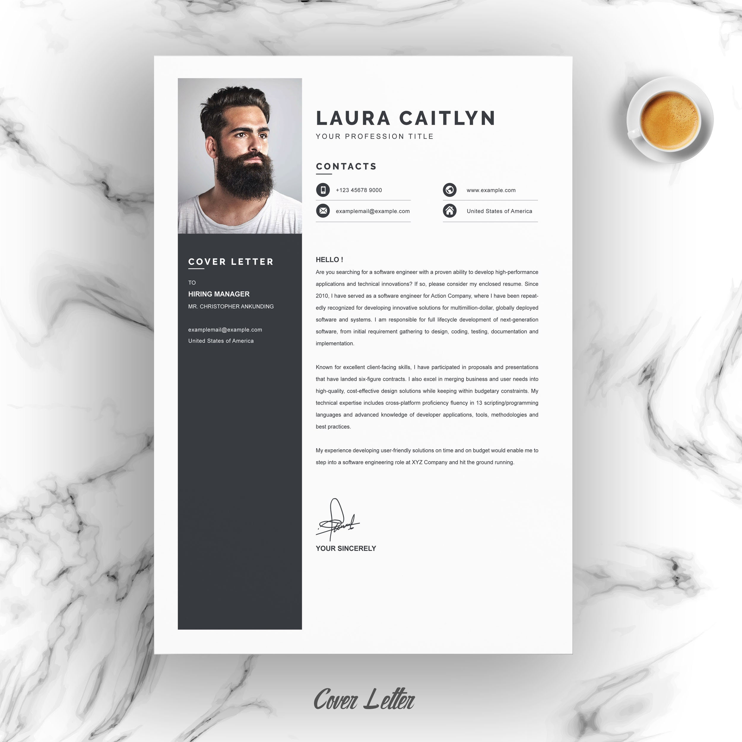Resume Template Modern & Professional Resume Template for Word CV ...