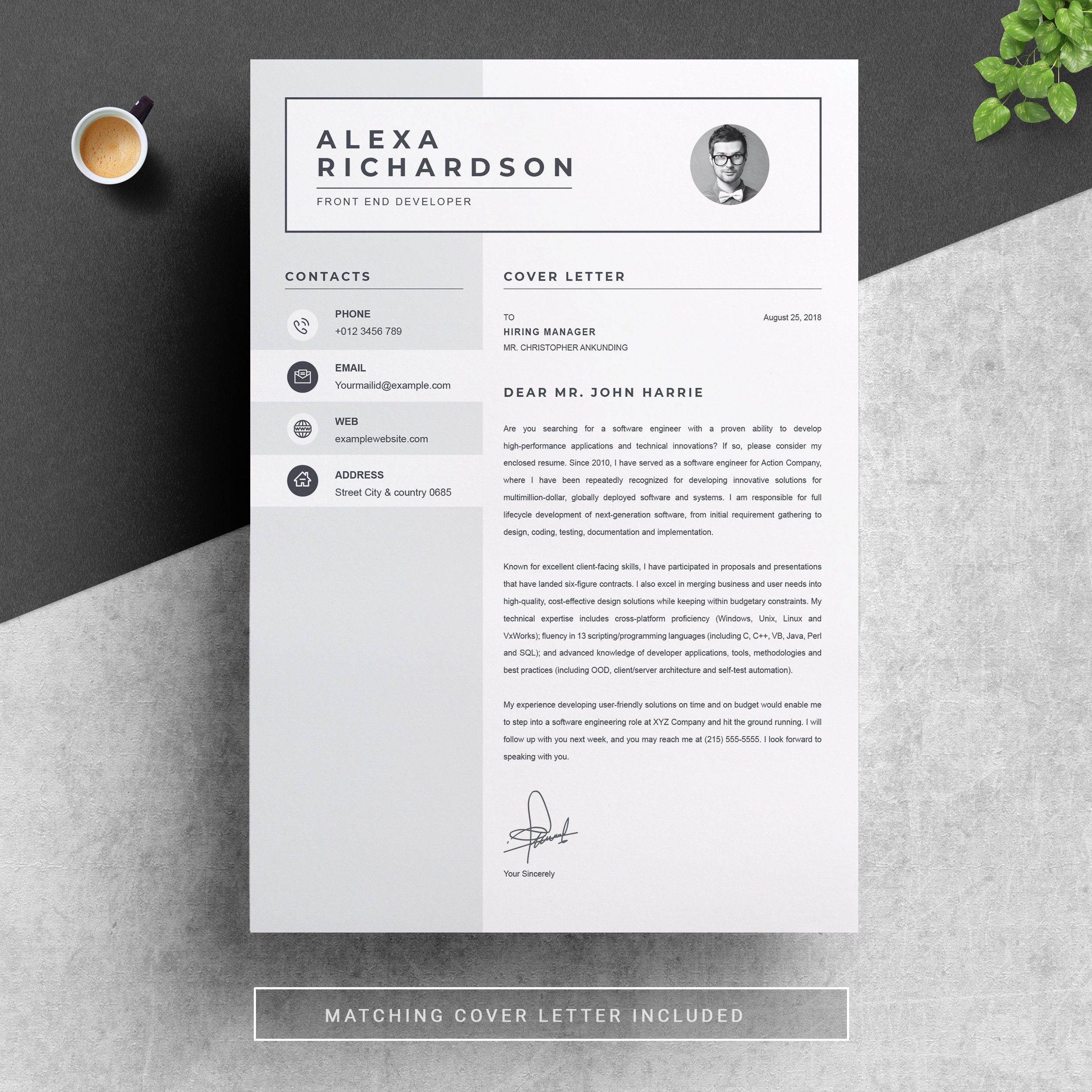 Resume / CV Design Template MS Word - Etsy