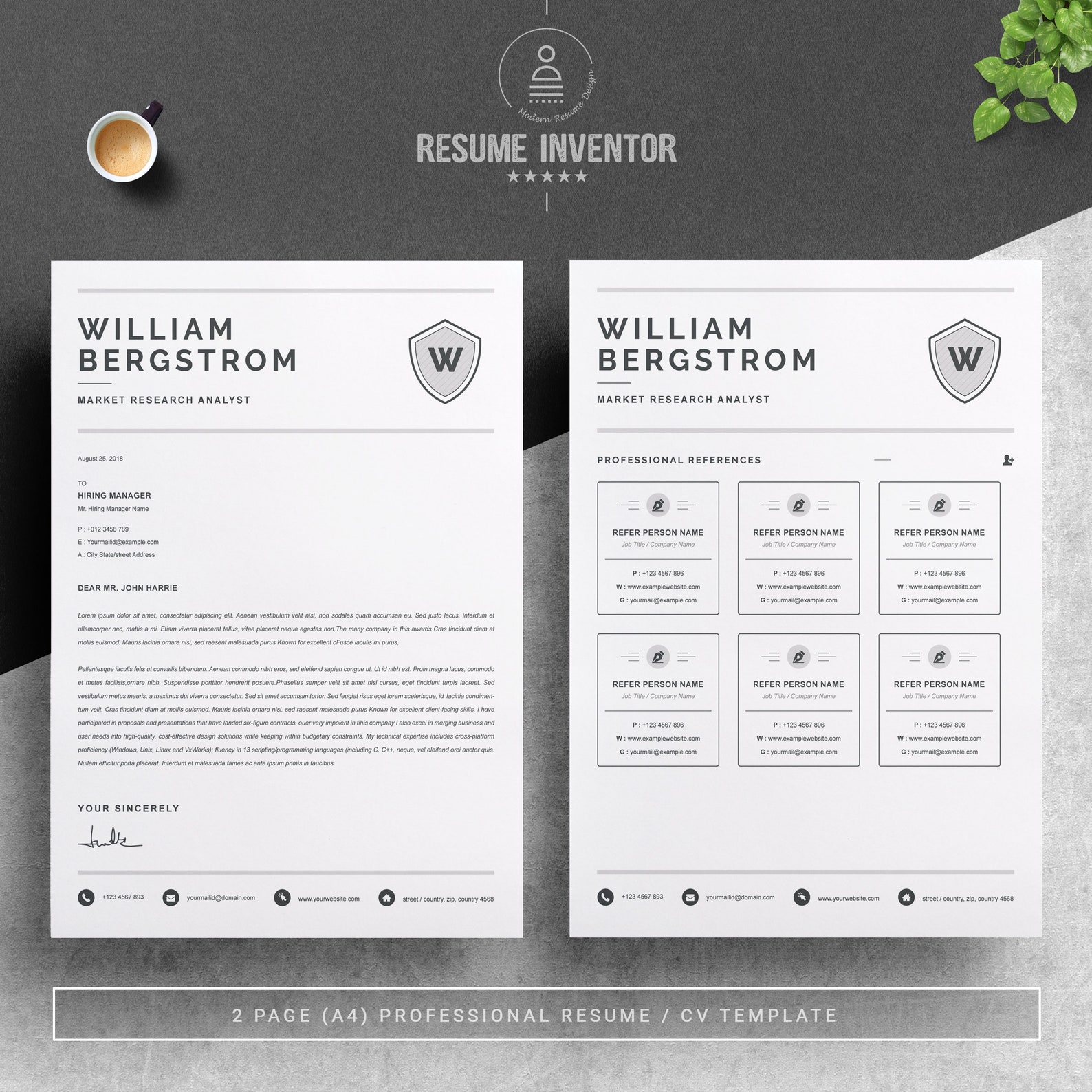 Resume Template 4 Page | CV Template - Etsy