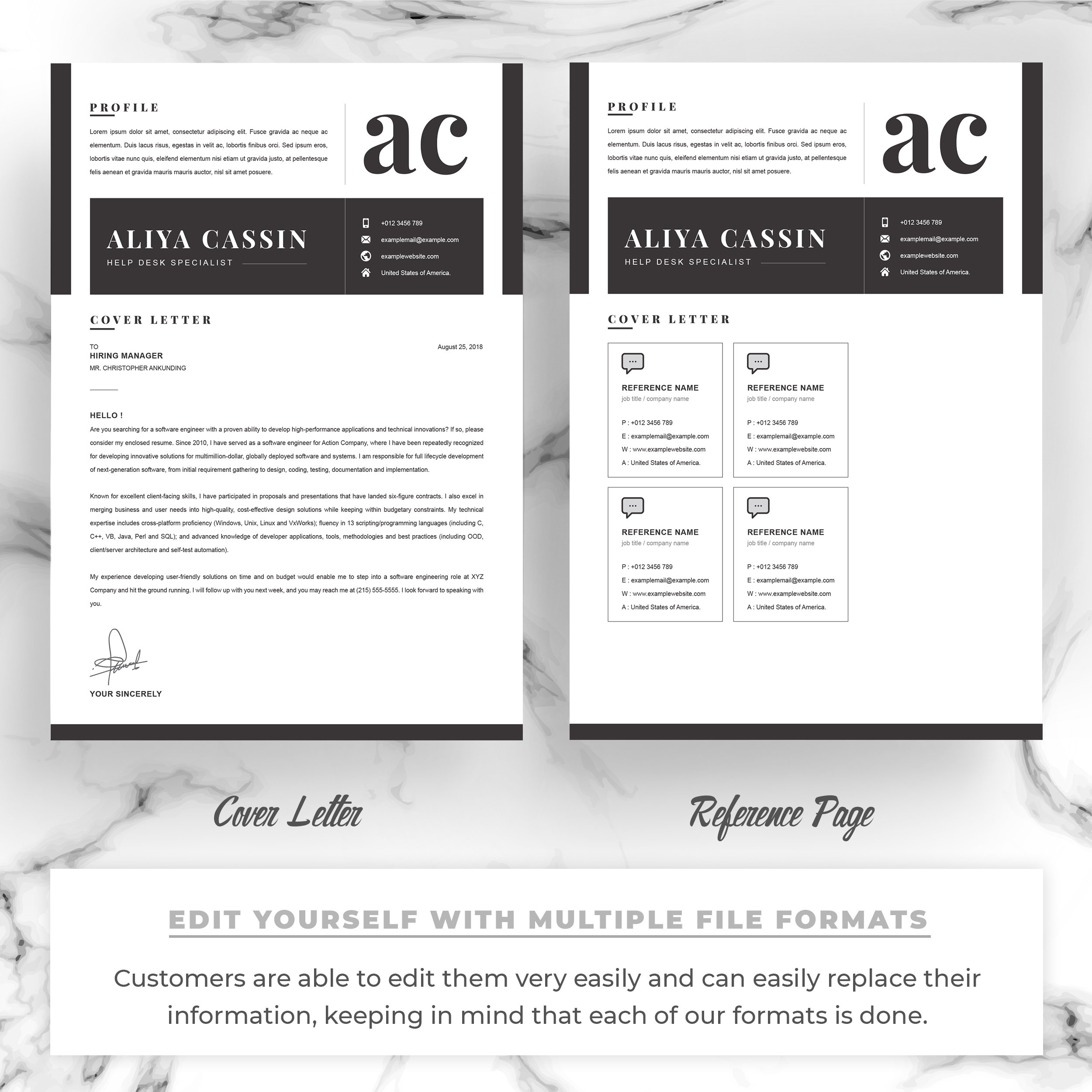 Minimal and Black White Clean Resume / CV Template - Etsy