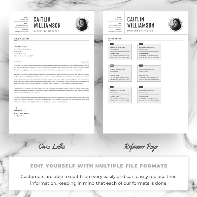 Professional Resume Template Word Clean Resume Template - Etsy
