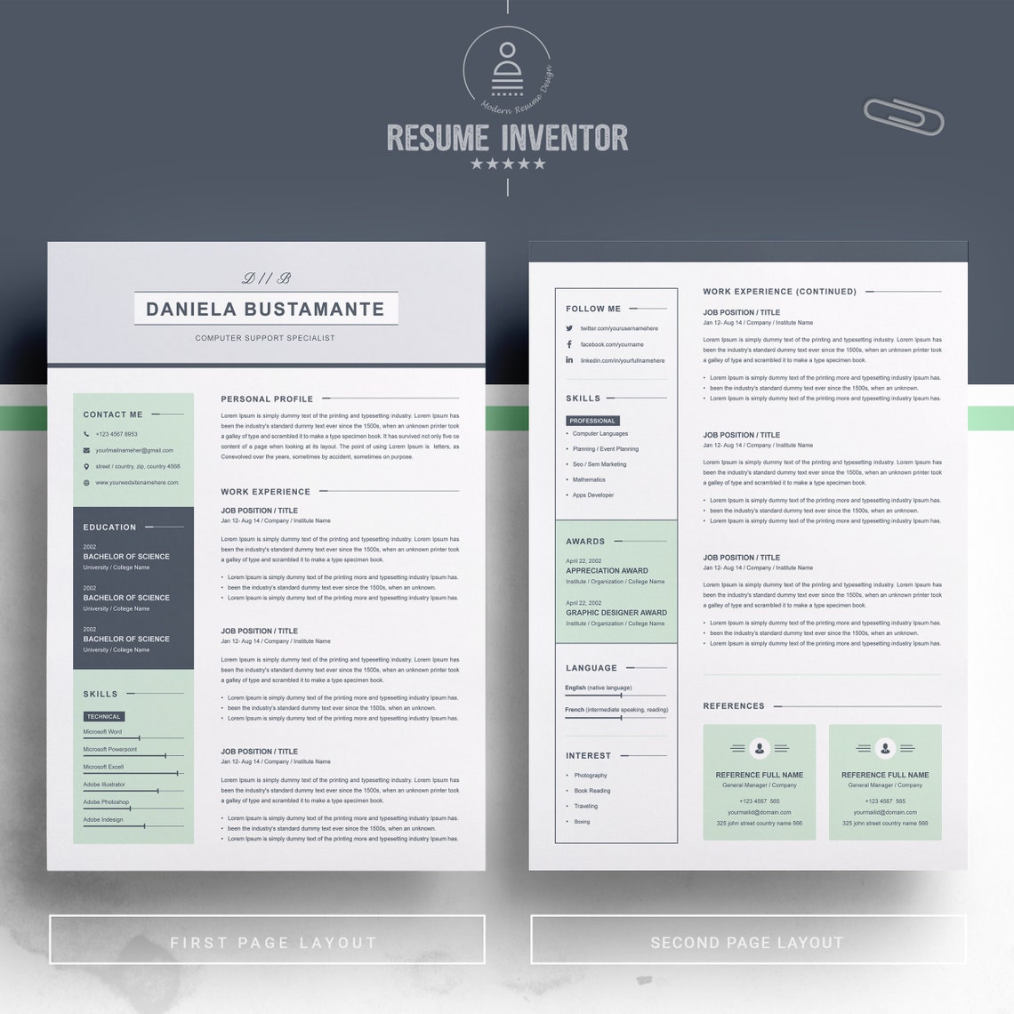Resume Template - Etsy