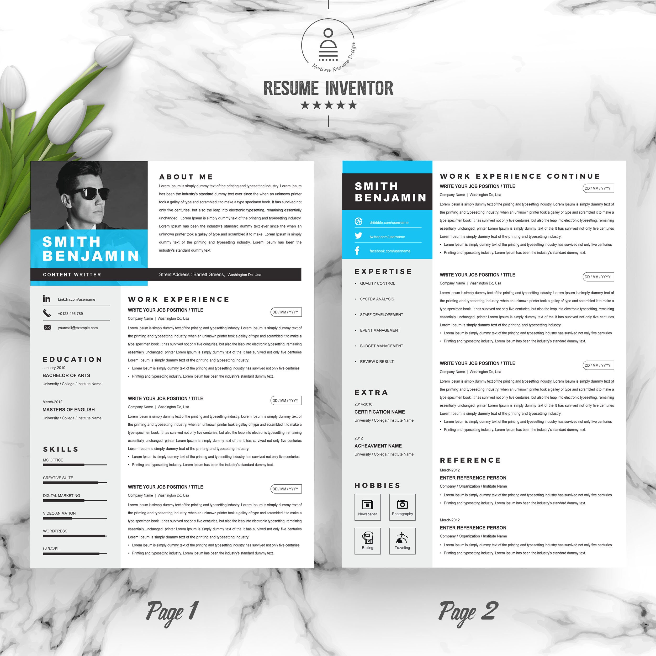 Creative Resume Modern Resume Template Cover Letter, Word, Mac,a4, CV ...