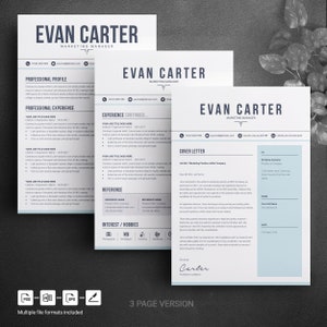 Simple Clean Resume Design Word Template | Two Page Modern ...