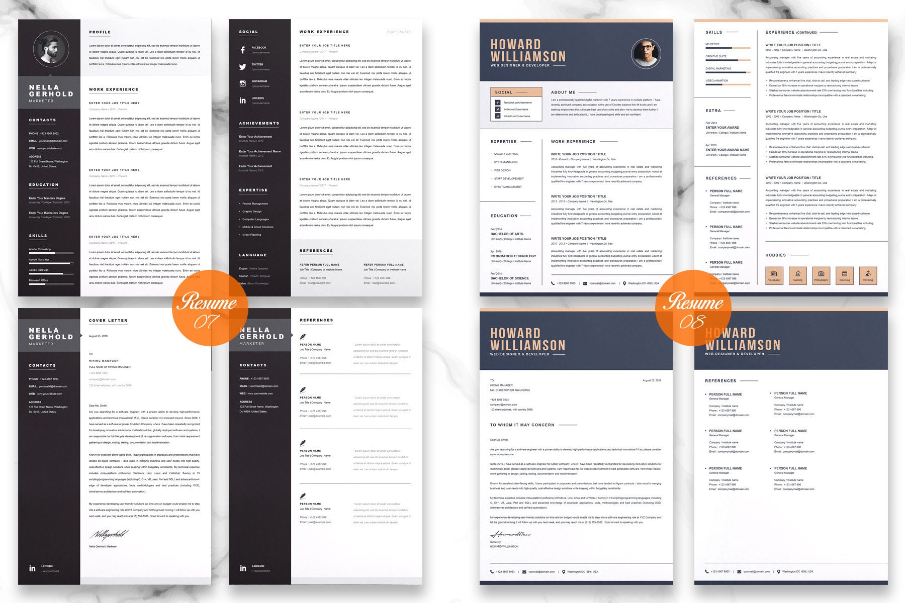 Resume / CV Template Bundle 15 Resume Design With Cover - Etsy