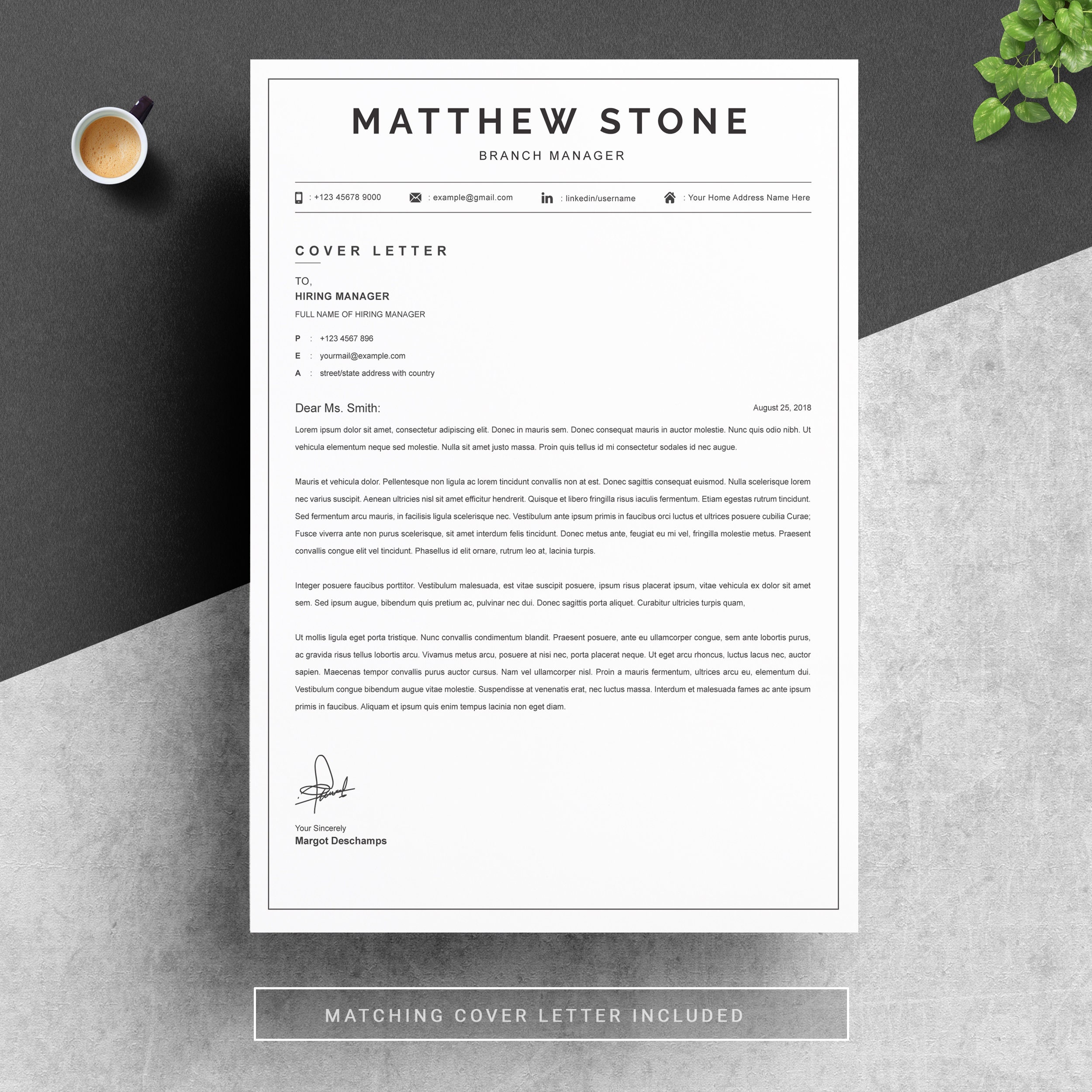 2 Page Professional Simple Office Manager Resume Template Word Clean ...