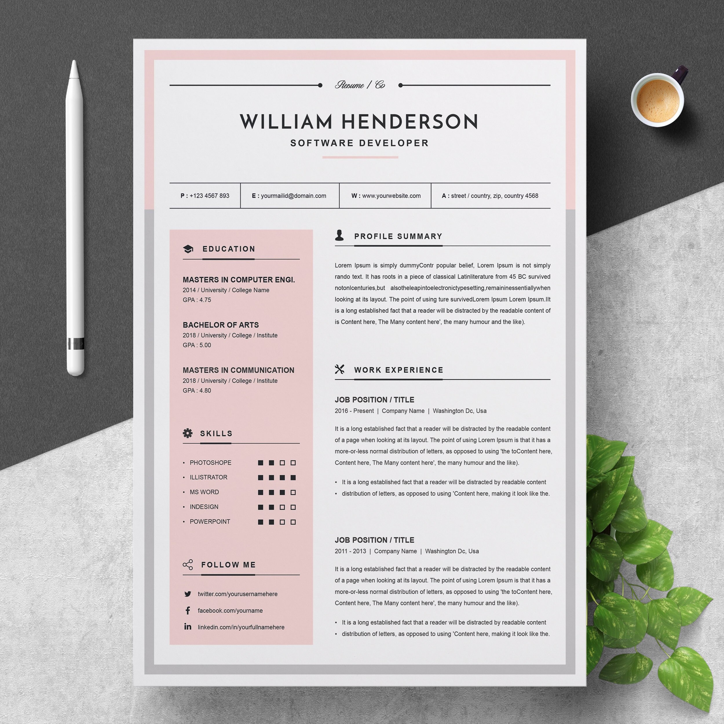 Modern Resume - Etsy