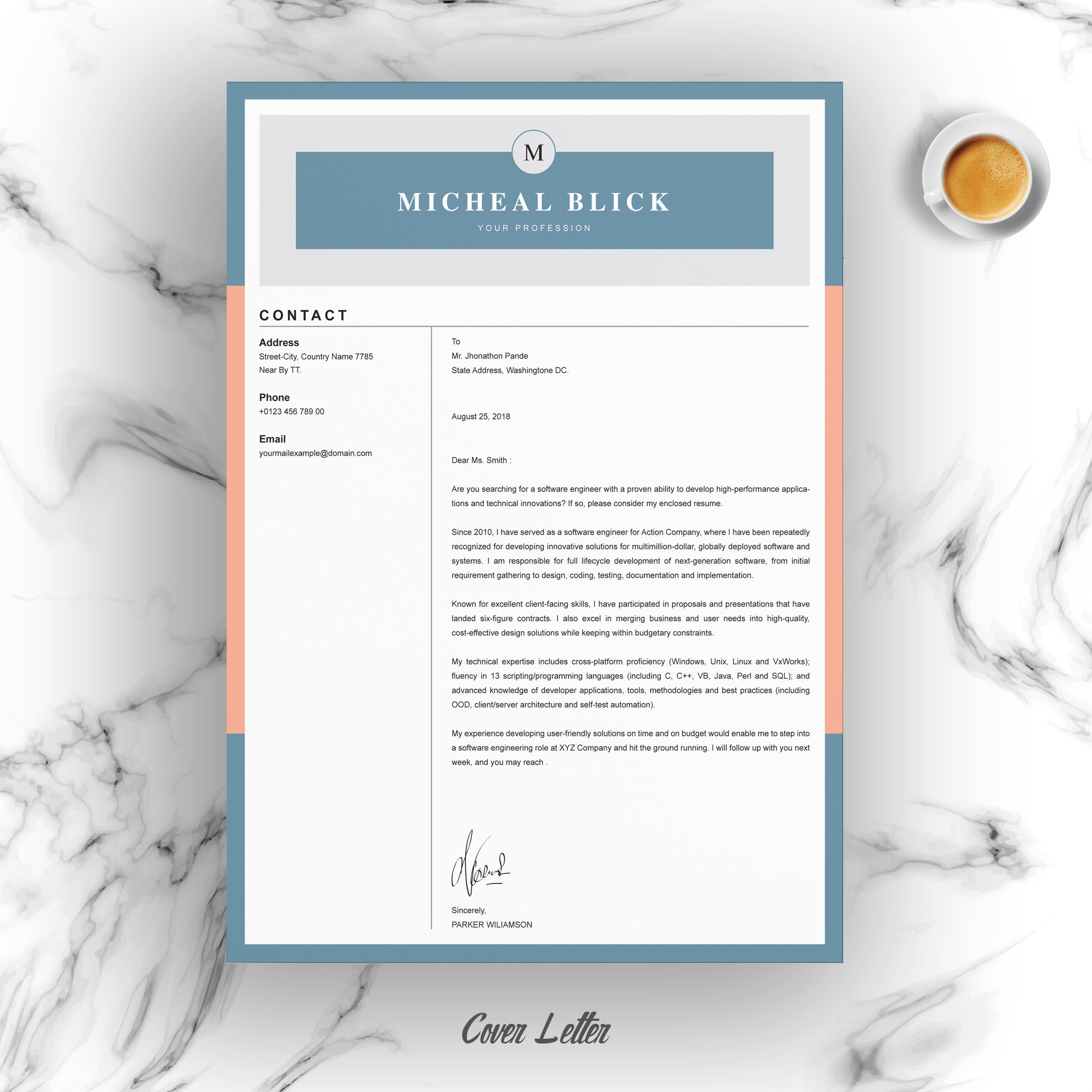Modern Resume Template and Cover Letter CV Template - Etsy