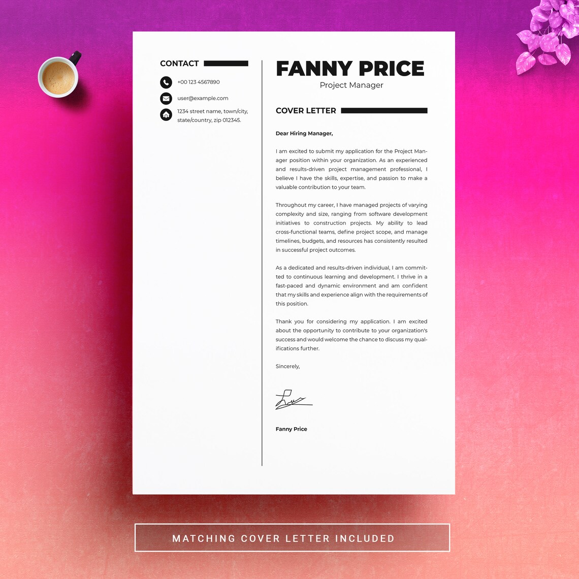 Resume CV Template, Editable in Word, Professional CV Design, Modern ...