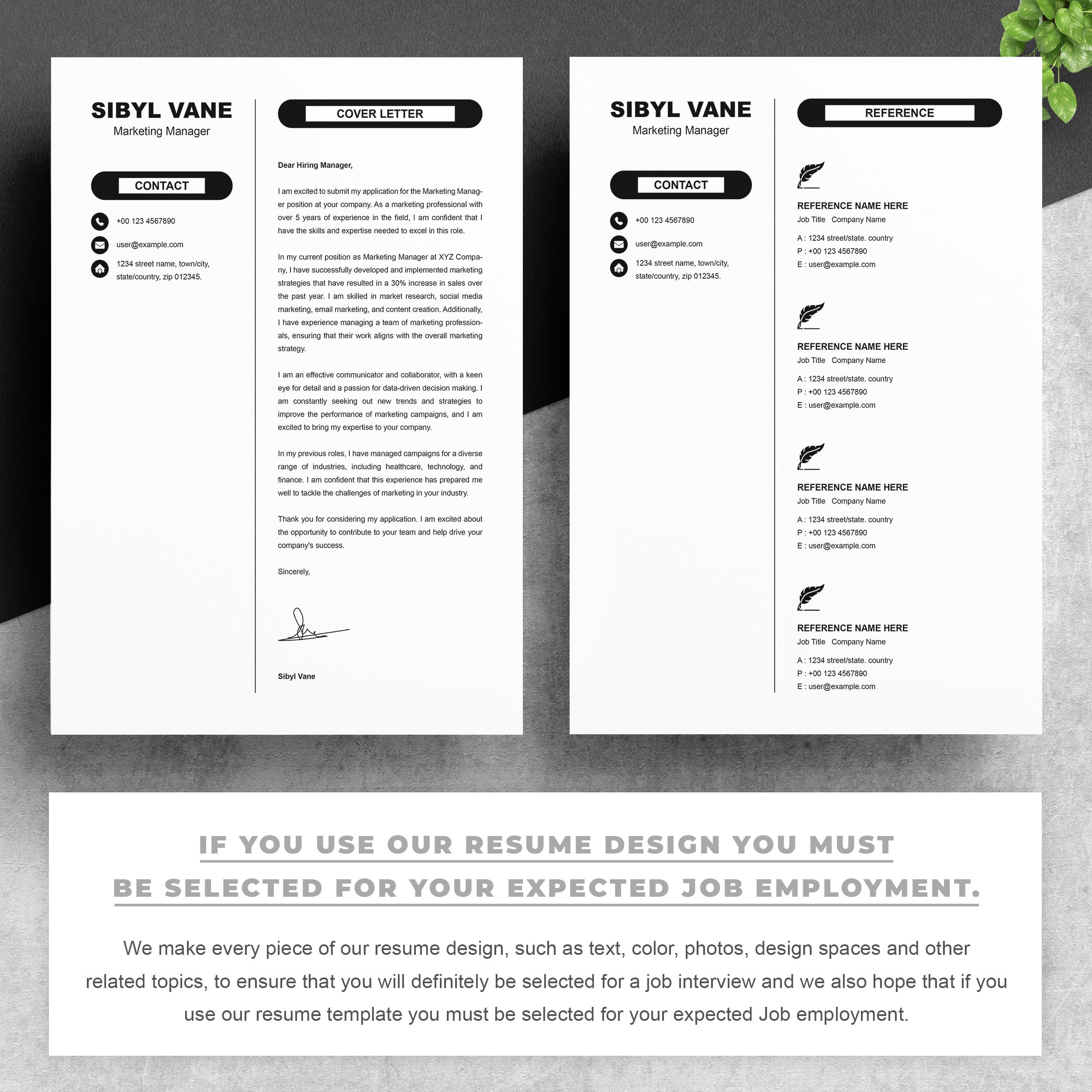 Job Application Resume / CV Template Modern Design Instant - Etsy