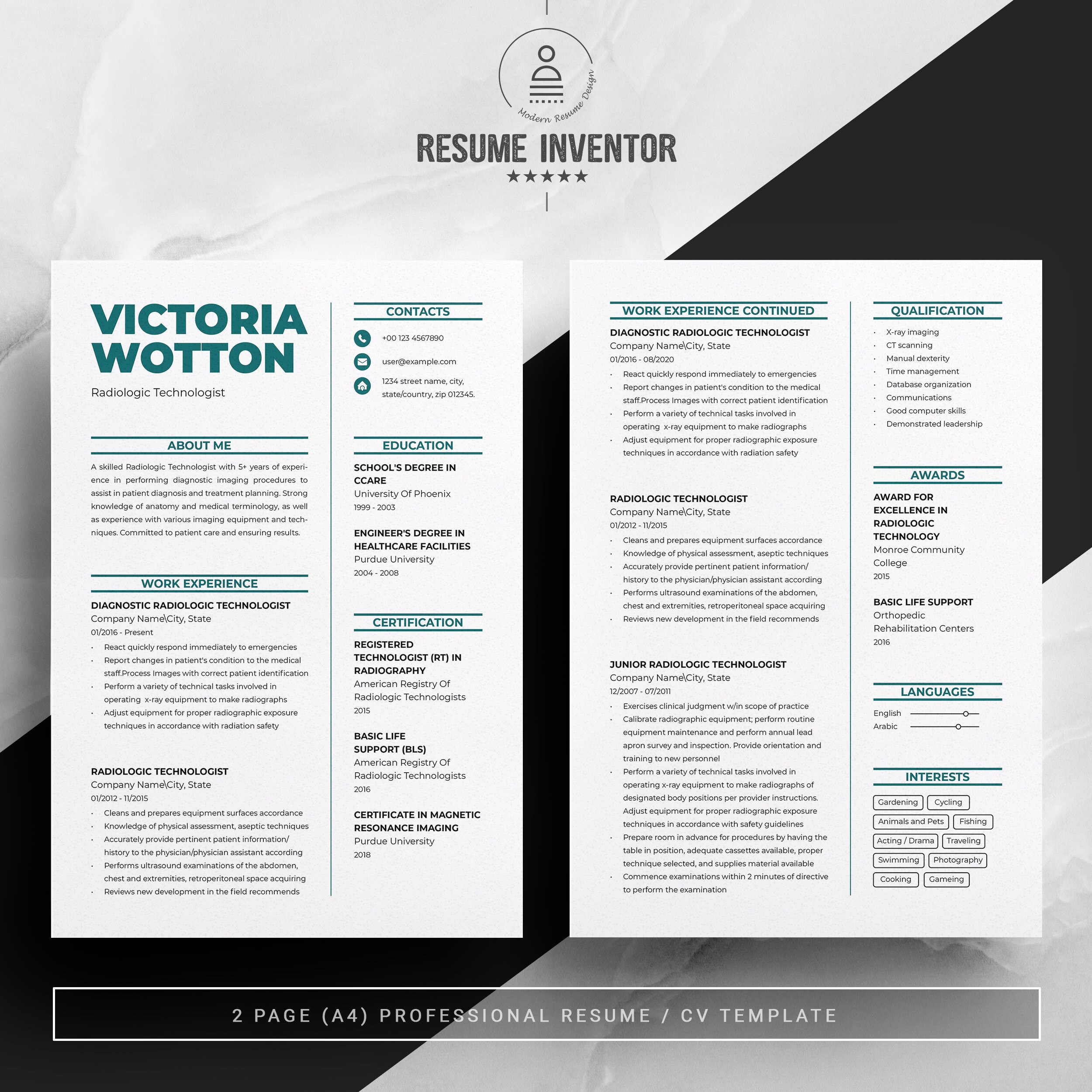 Professional Resume Paper, Job Application Document, Career Portfolio ...