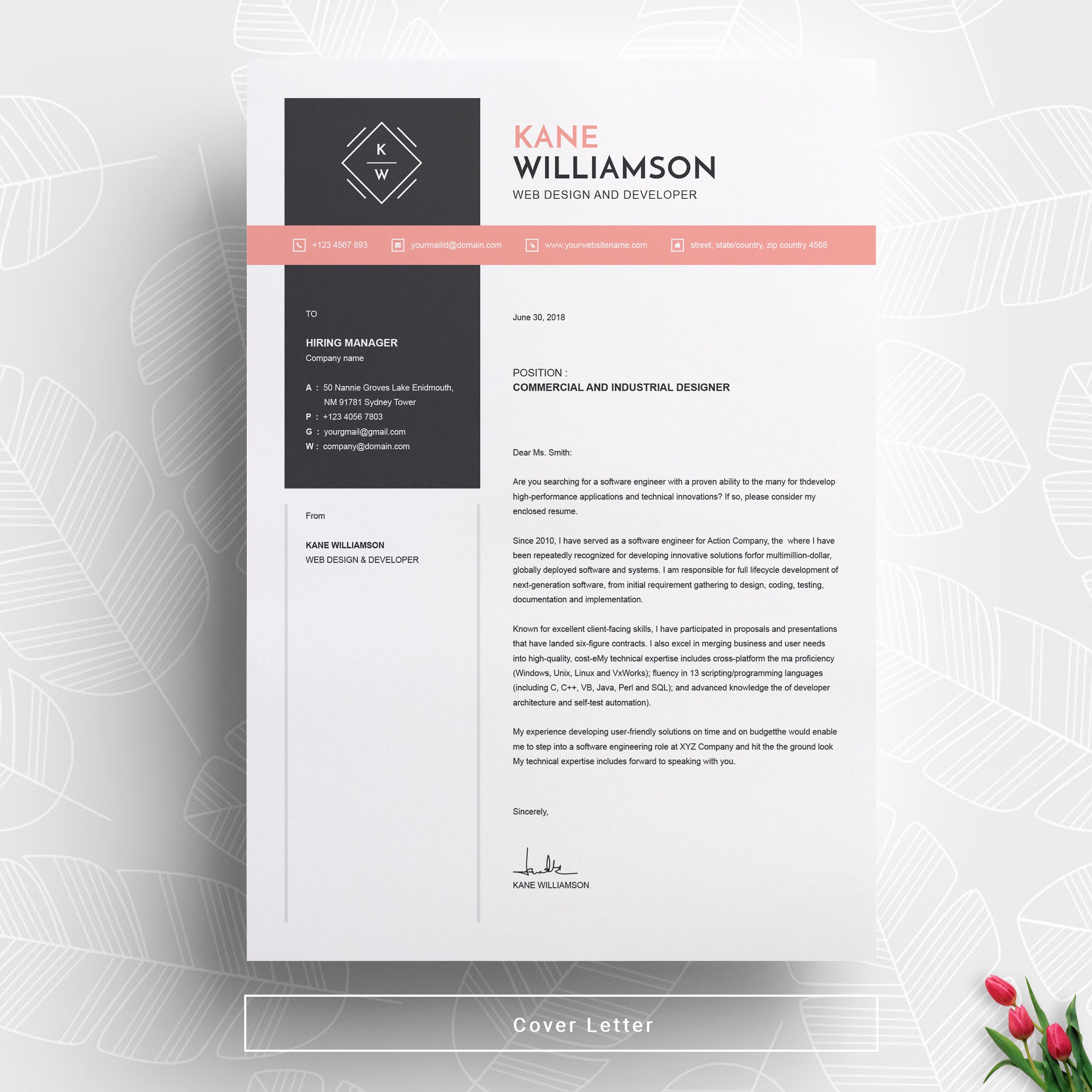 Professional Resume Template | MS Word CV Design Template | Instant ...