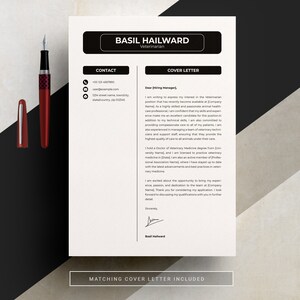 Customizable Cover Letter, Matching Resume Set, Job Application Package ...