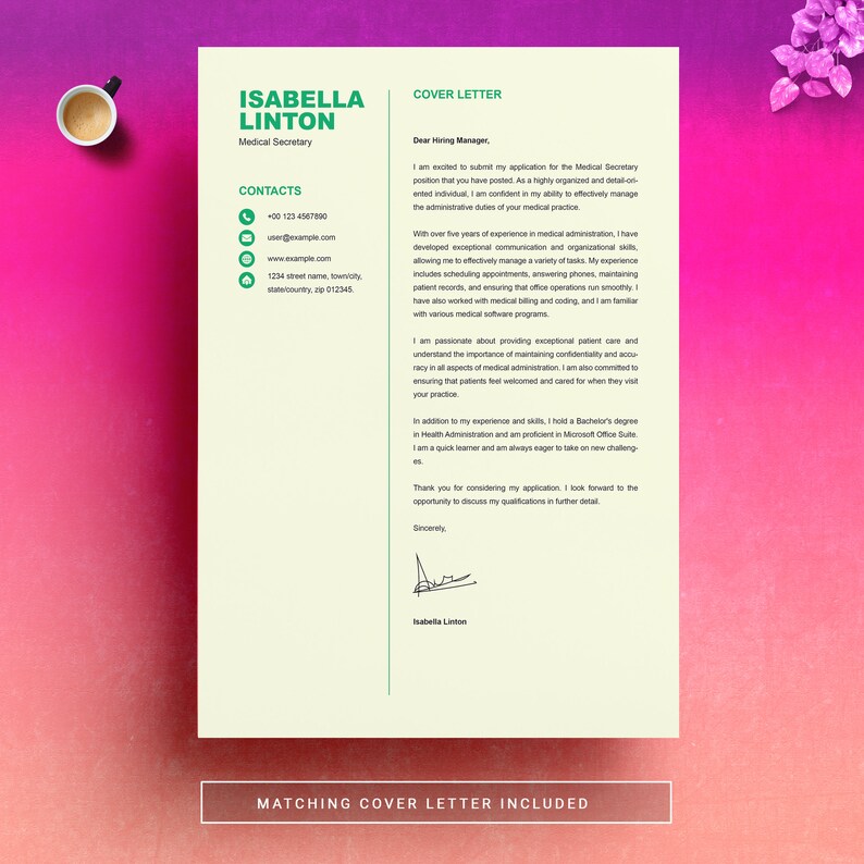 Minimalist Resume Template, Simple CV Design, Clean Resume Format, Easy ...