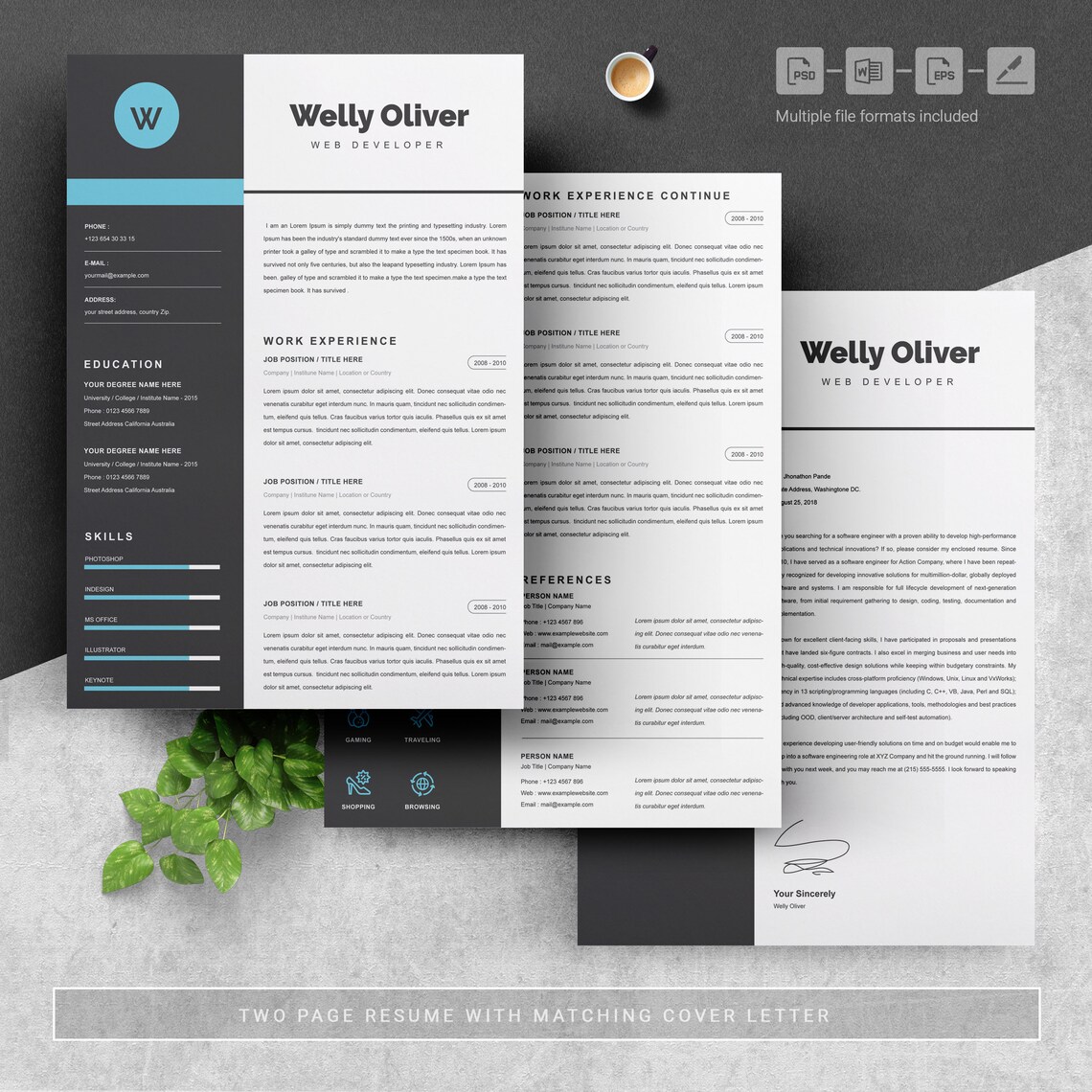 Word CV Template Resume Template - Etsy