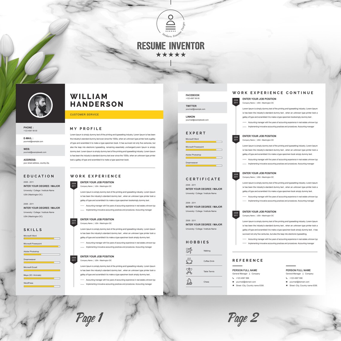 Professional Resume Template Word Clean Resume Template Apple Pages ...