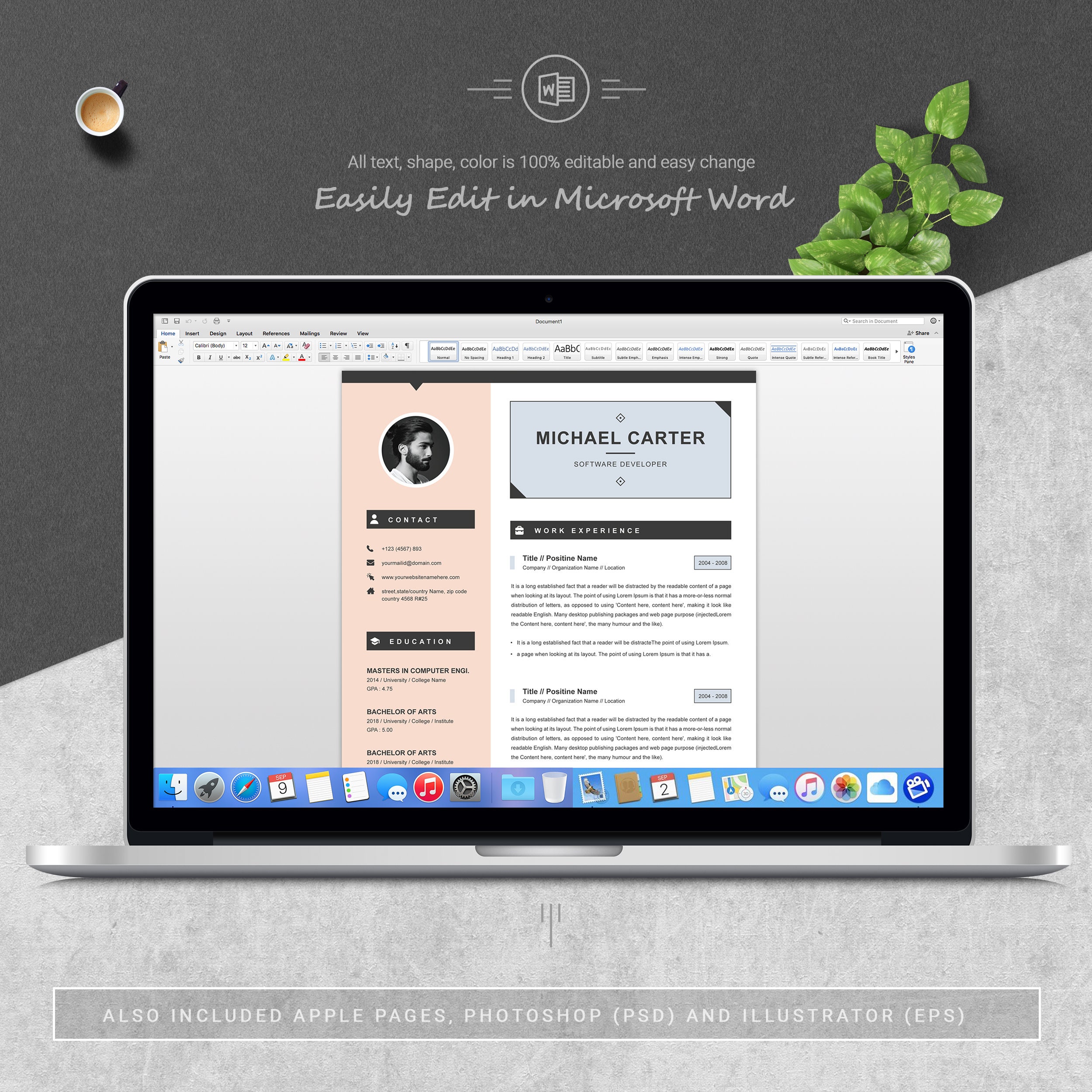 Modern Resume / CV Template 3 Pages - Etsy