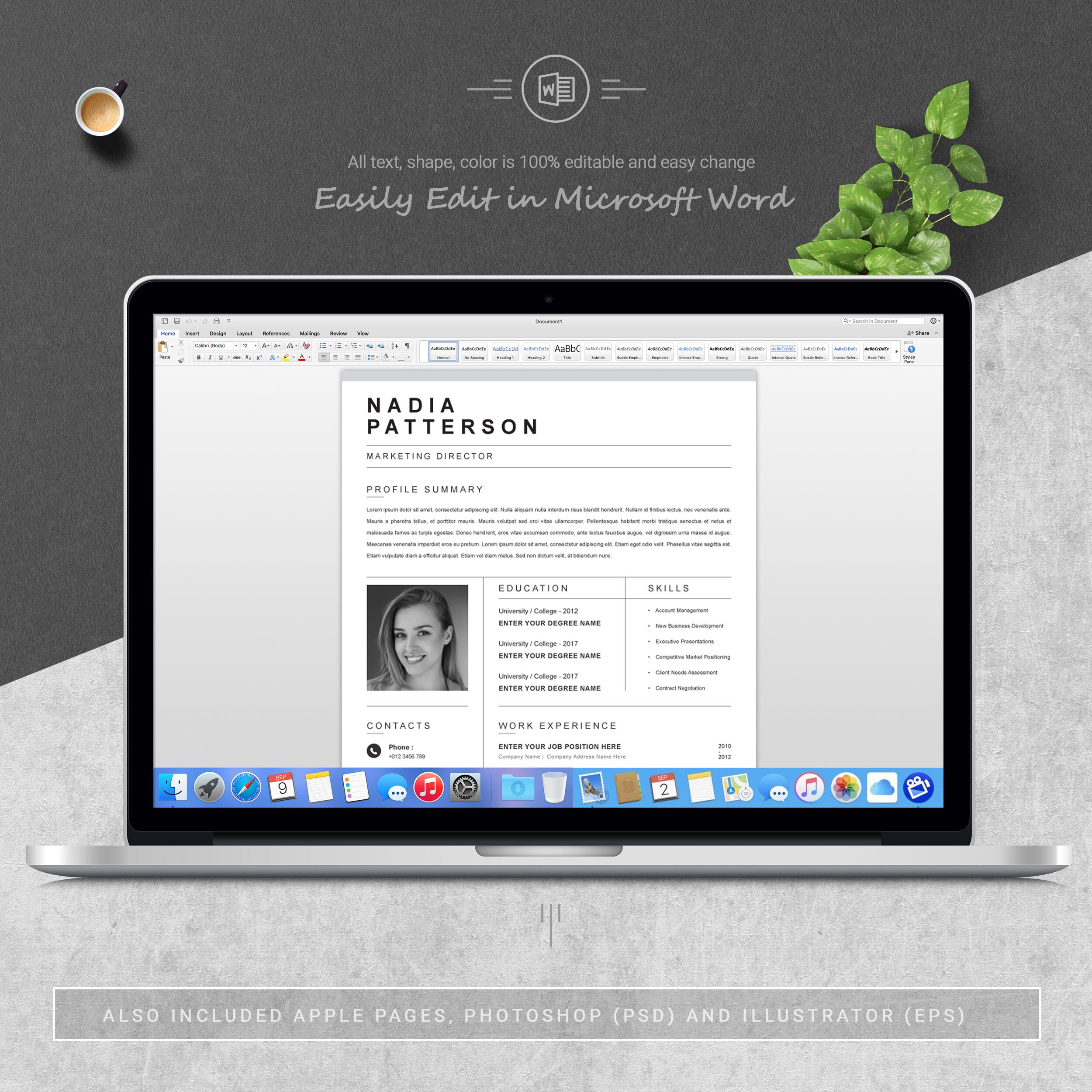 Creative Resume Modern Resume Template Cover Letter, Word, Mac,a4, CV ...