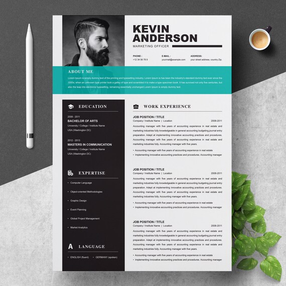 Modern & Professional Colour Resume Template for Word CV | Etsy