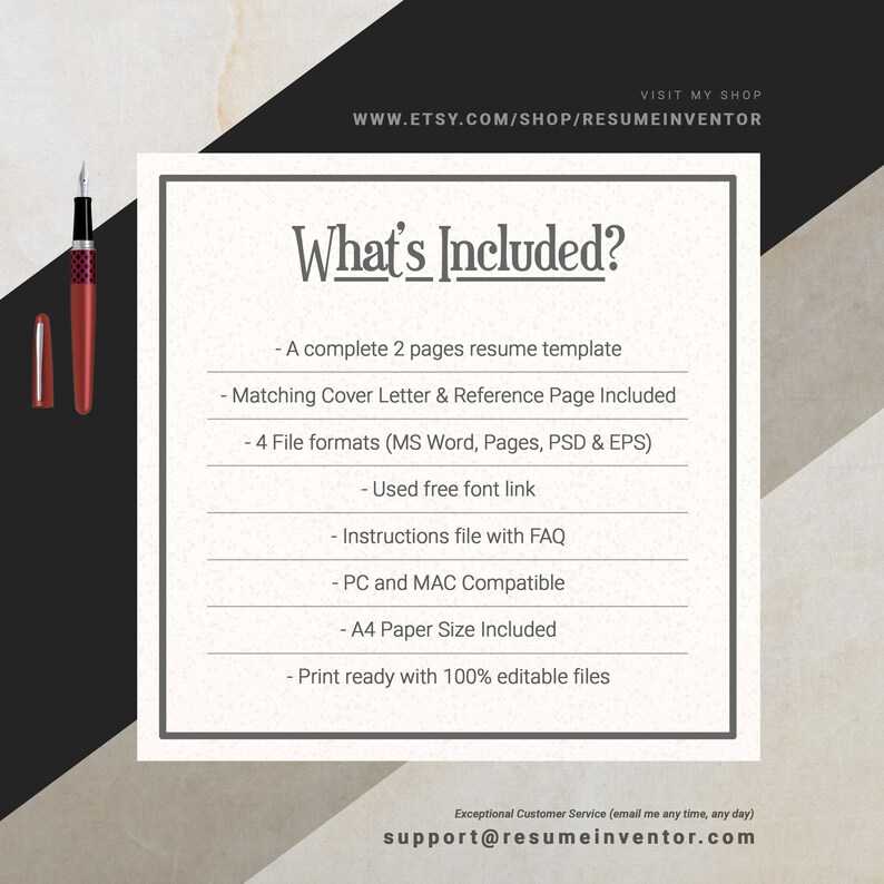 Professional Resume Template for Word 1 2 and 3 Page Resume - Etsy