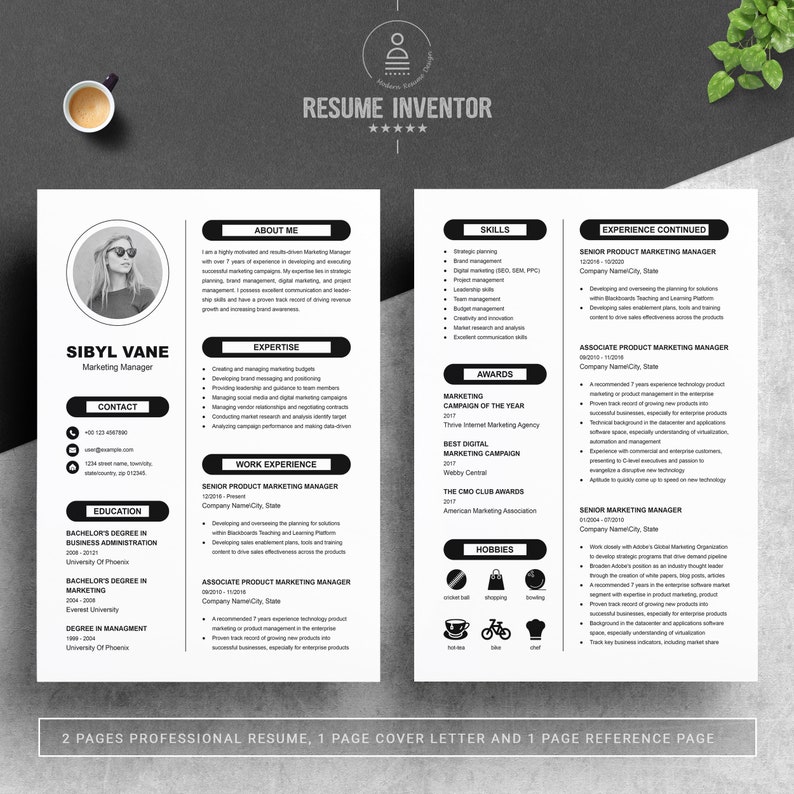 Job Application Resume / CV Template Modern Design Instant - Etsy
