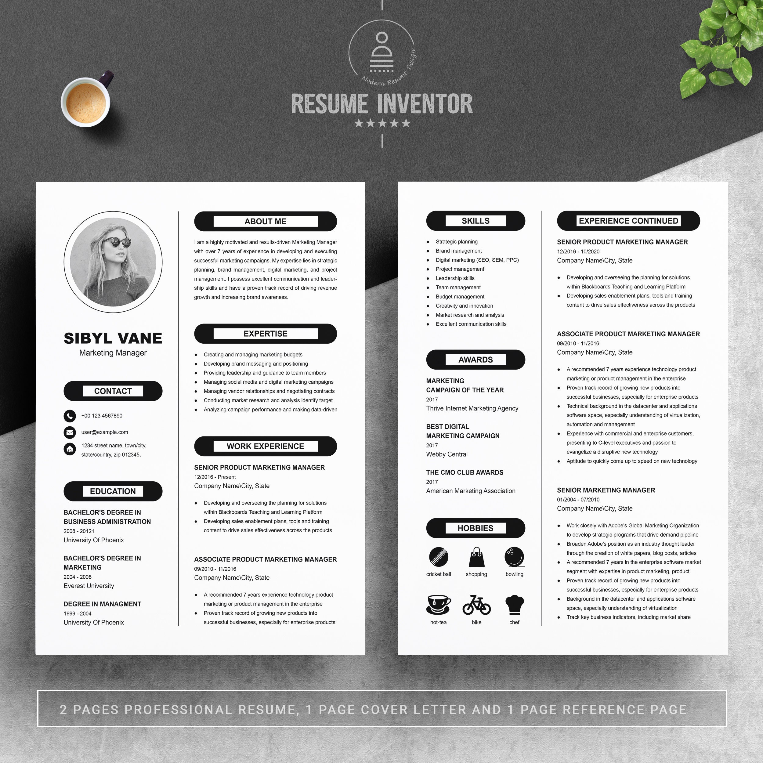 Job Application Resume / CV Template Modern Design Instant - Etsy